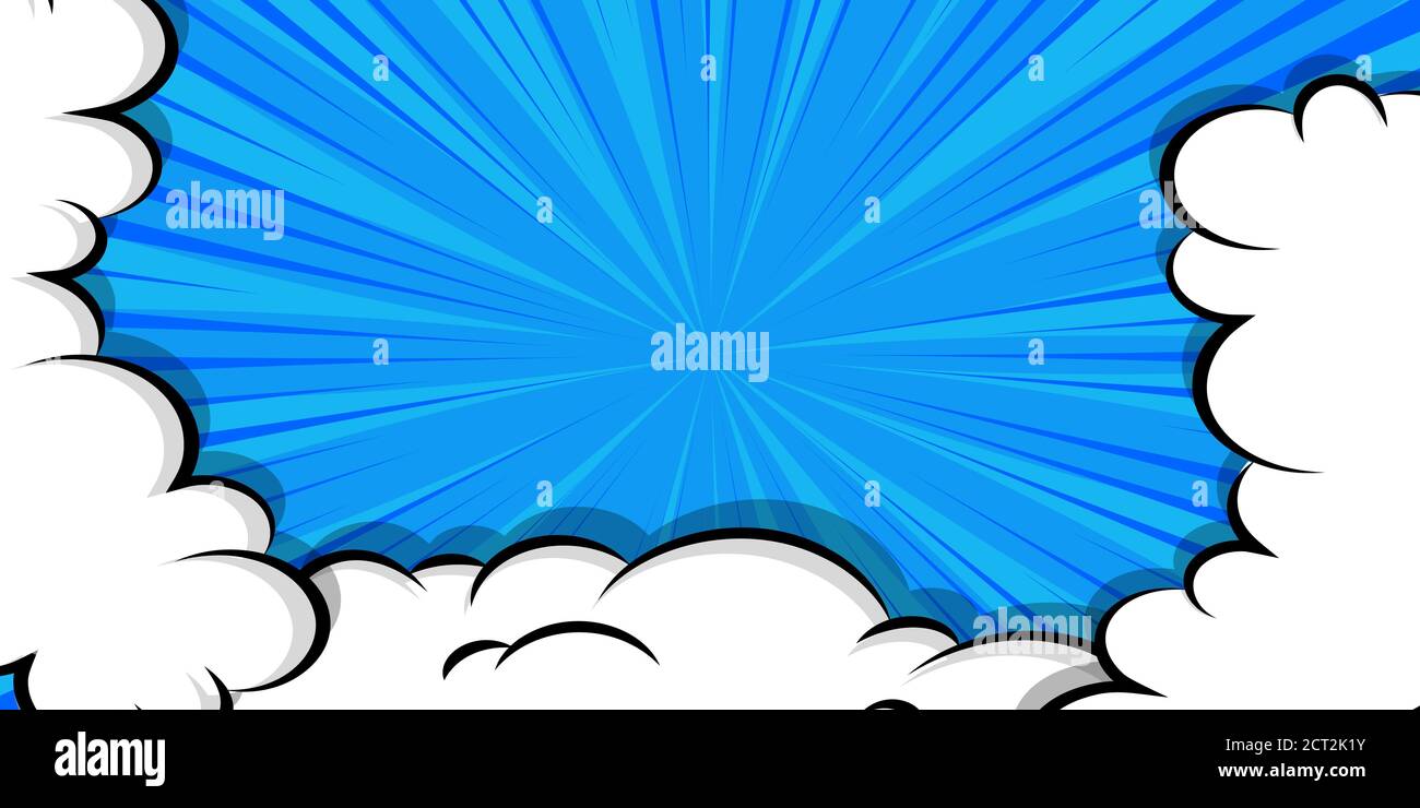 Cartoon puff cloud blue background for text template Stock Vector Image ...
