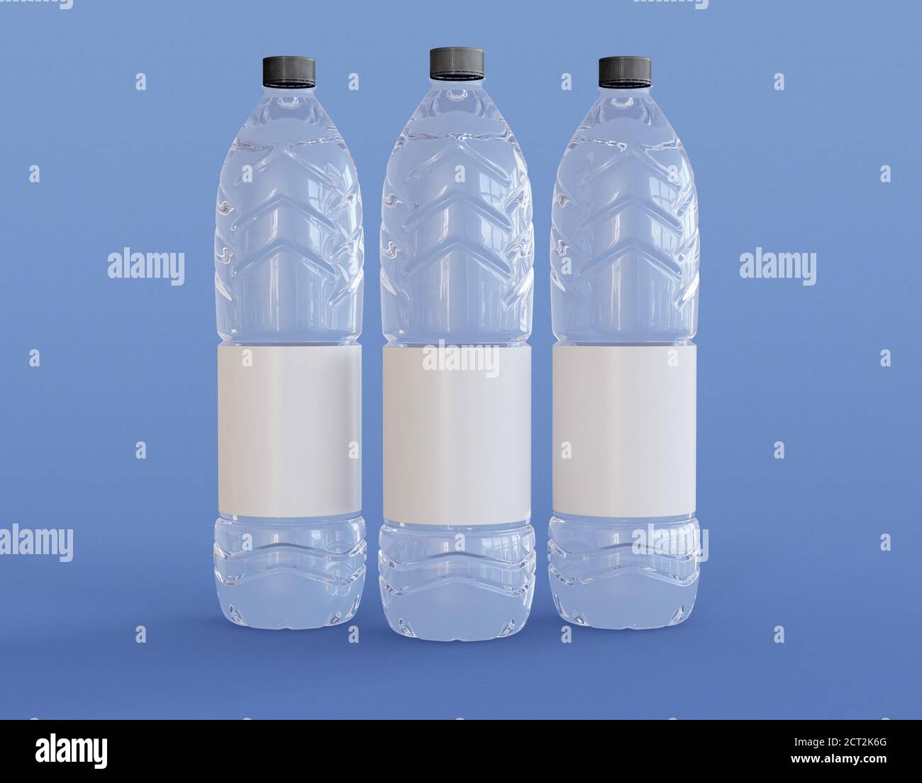 3D Illustration. Set of three water bottles mockup on isolated ...