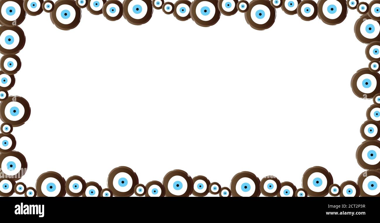 horizontal banner with brown evil eyes vector on white background Stock ...