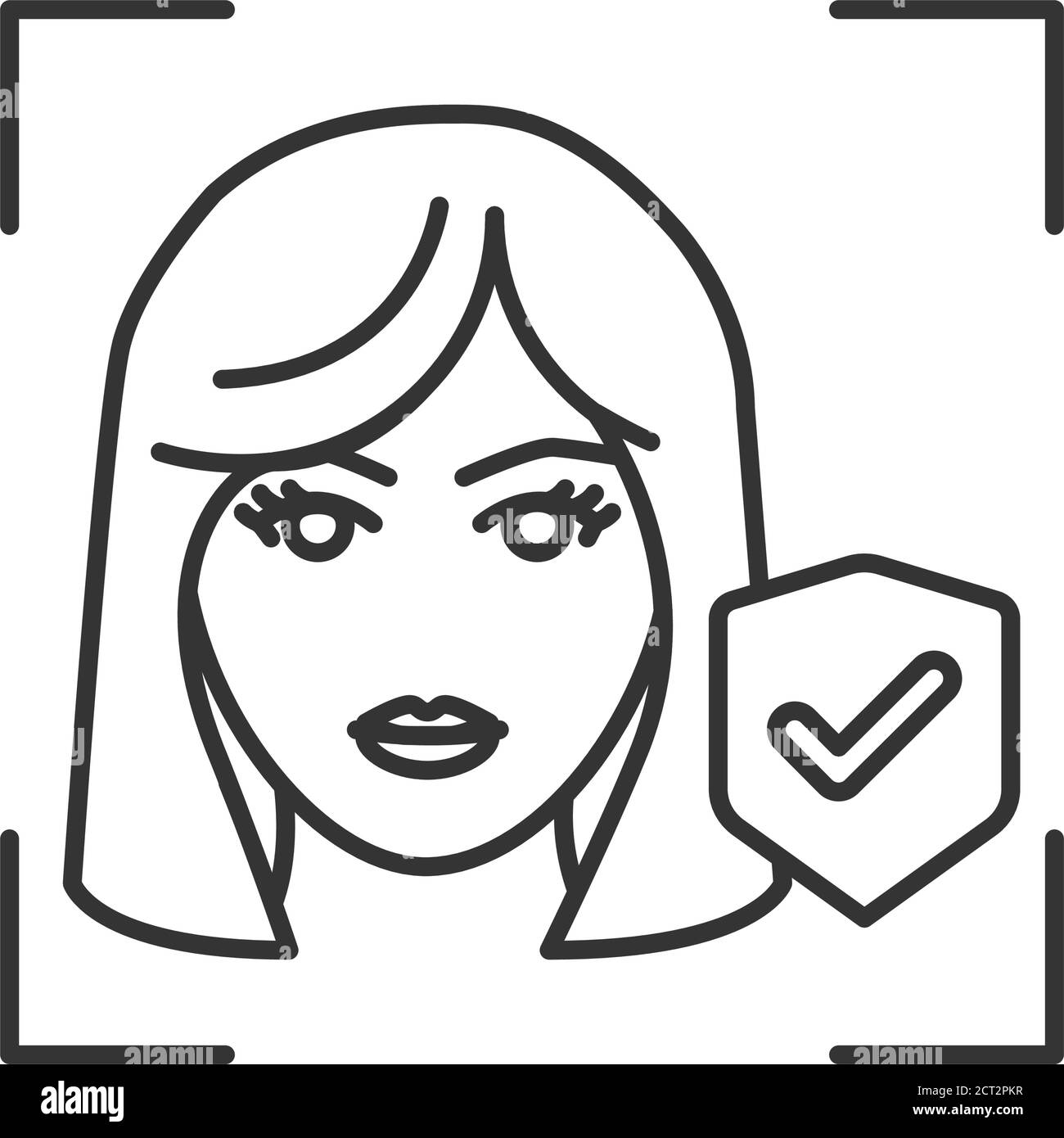 Identification Face Black Line Icon Id And Verifying Person Concept