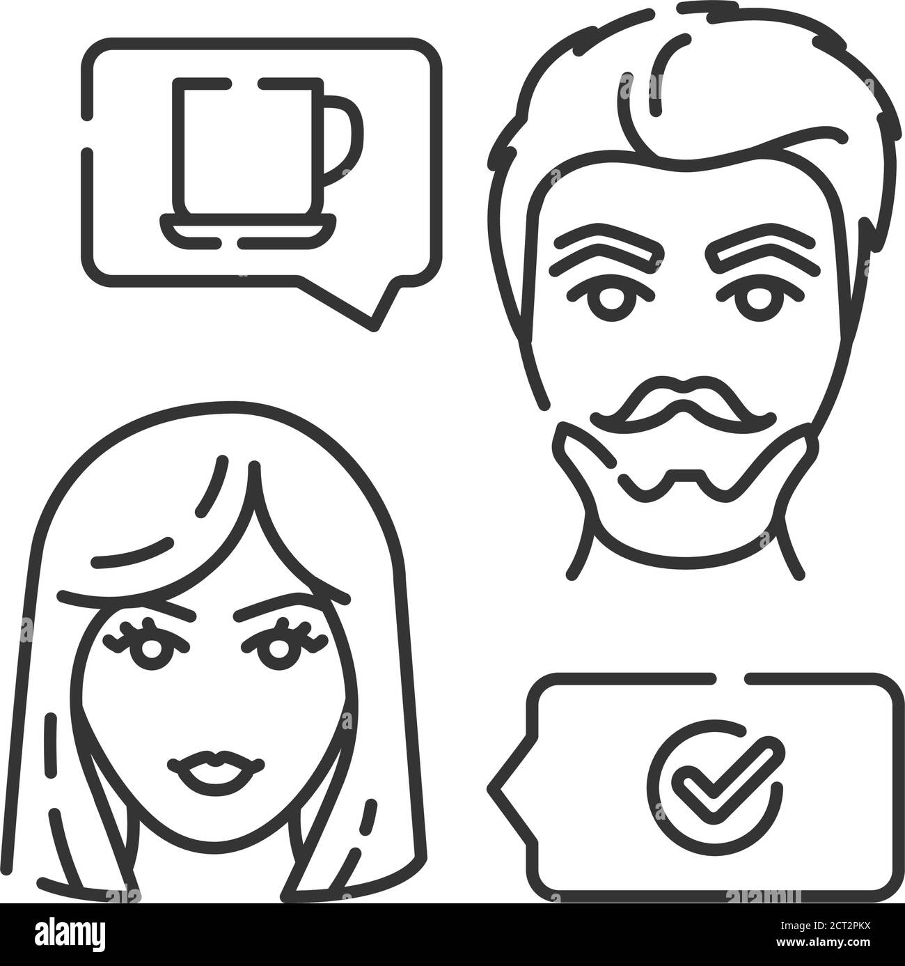 Live meet black line icon. First date concept. Enjoying free time ...