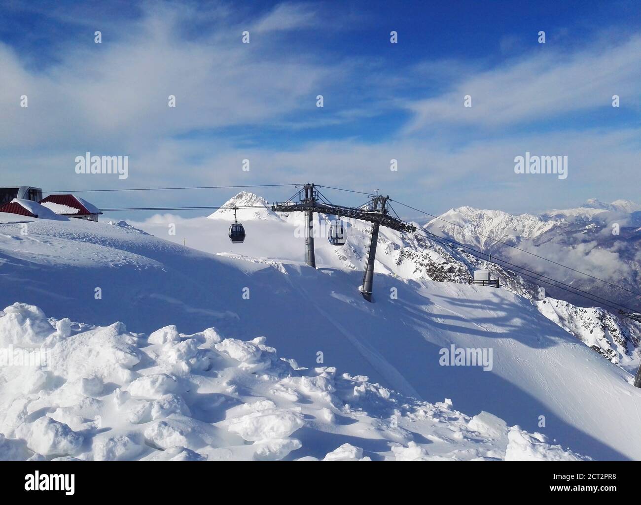 .Winter ski resort view of mountains and slopes Stock Photo - Alamy