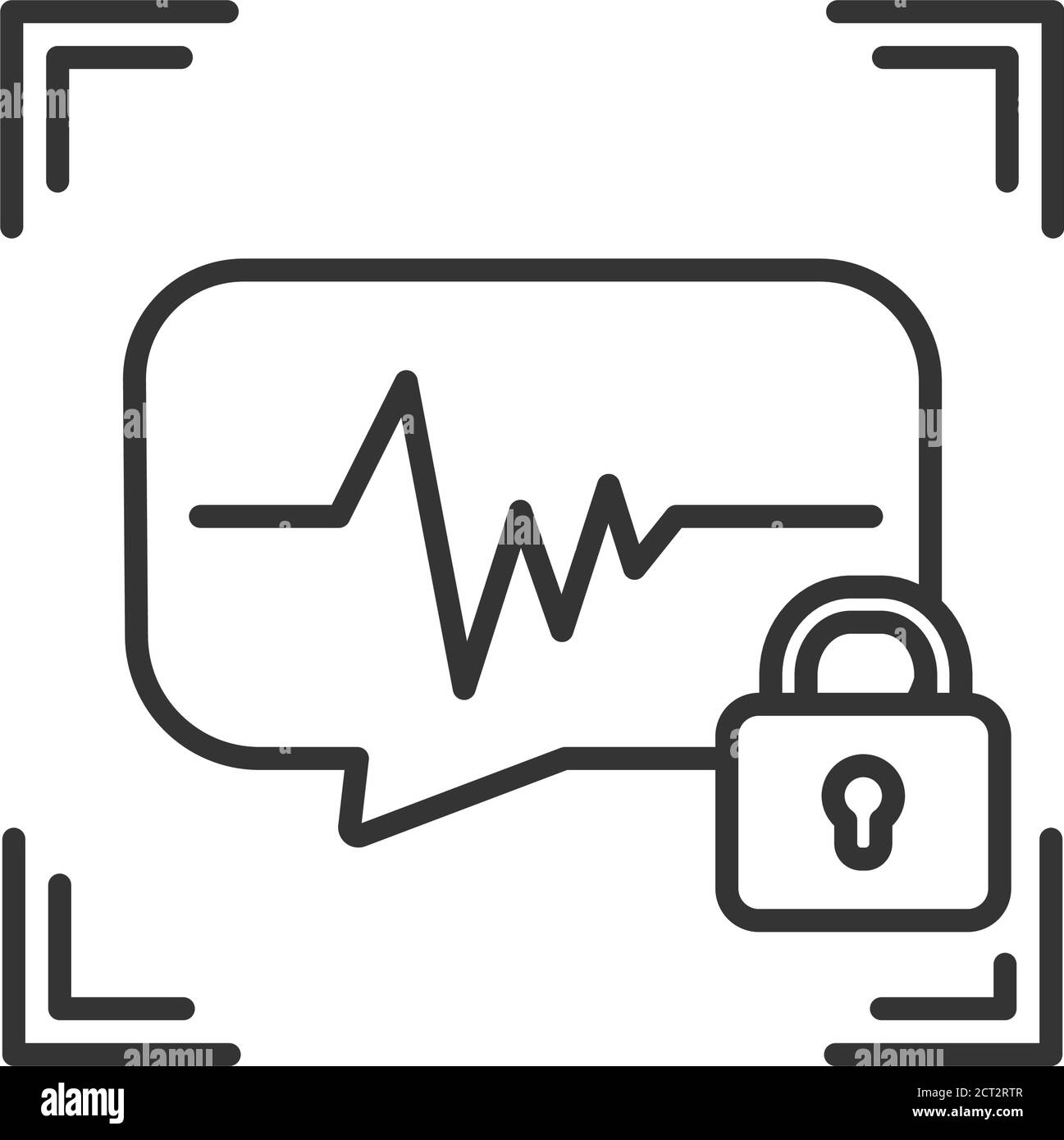 Voice identification scan private protection or locked black line icon ...