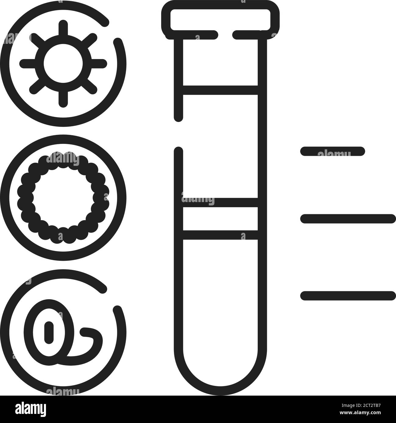 Composition blood black line icon. Elements blood in test tube concept ...