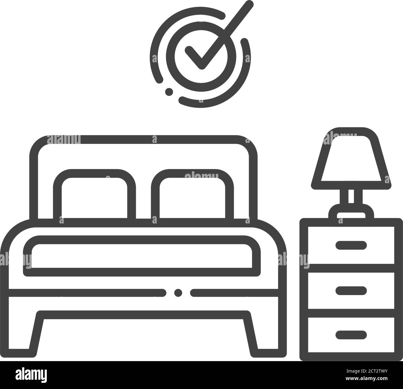 Hotel number black line icon. Apartament booking sign. Bedroom symbol ...