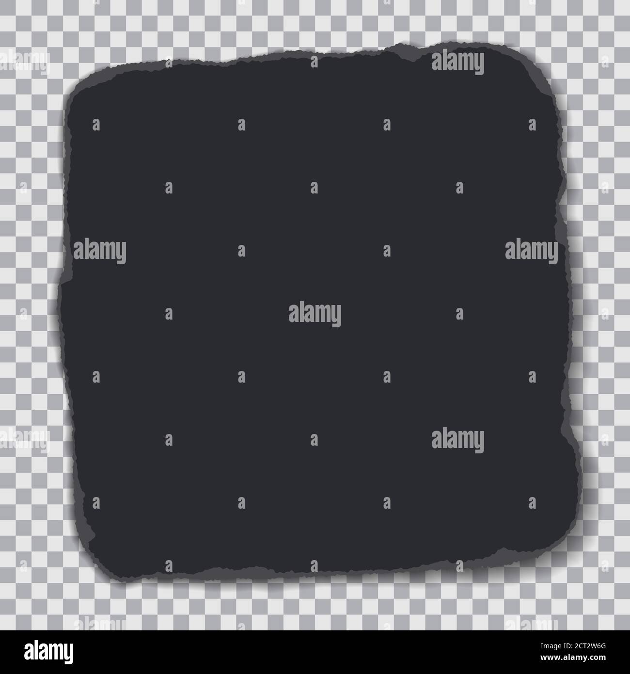 Piece of torn, ripped black paper with soft shadow is on transparent ...