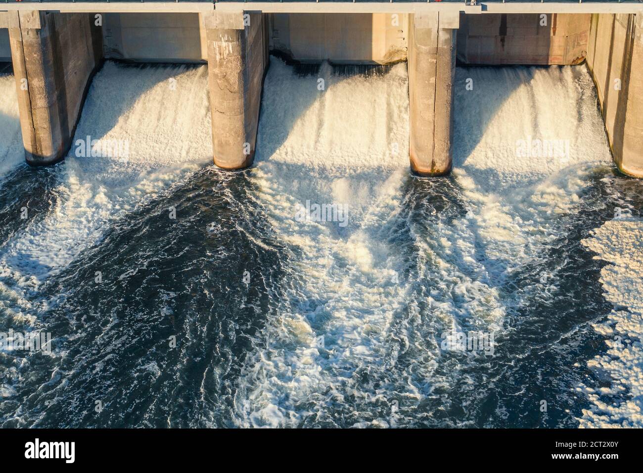 Hydroelectric dam or power station, aerial top view Stock Photo - Alamy