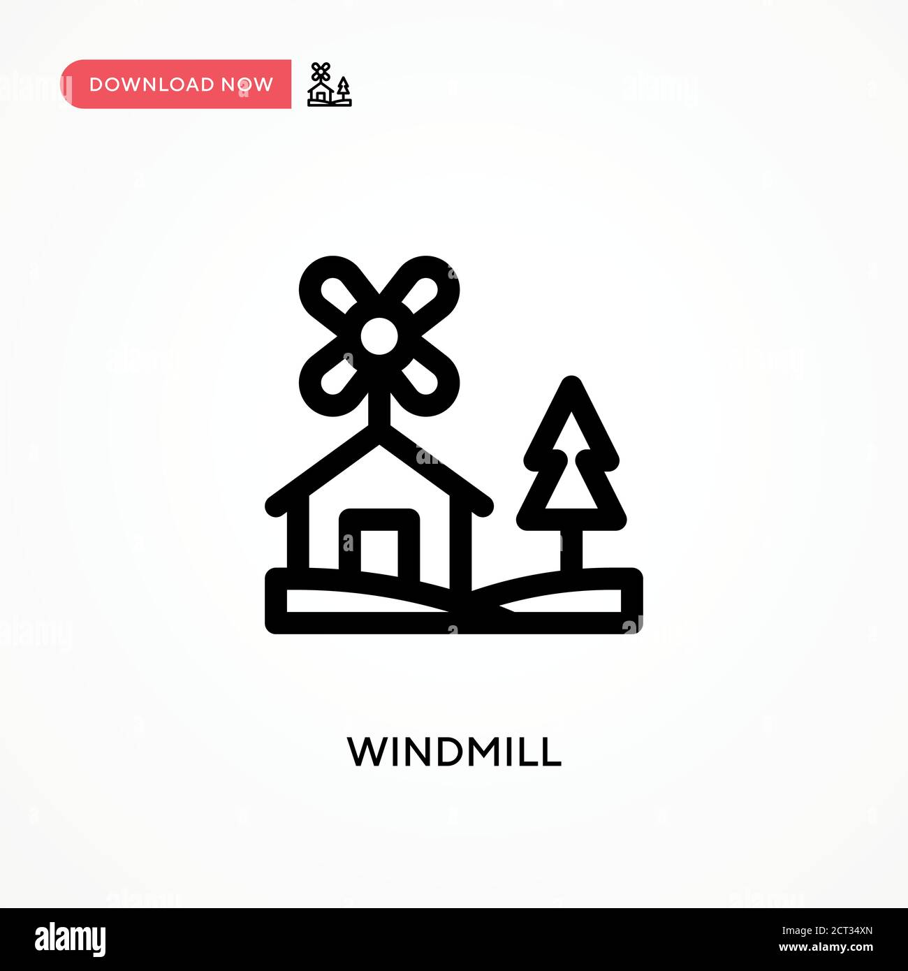 Windmill Simple vector icon. Modern, simple flat vector illustration for web site or mobile app ...