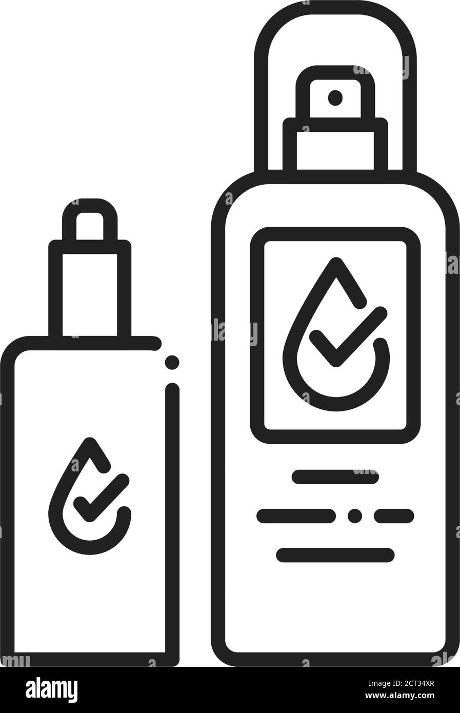 Waterproof spray bottles black line icon. Water repellent aerosol ...