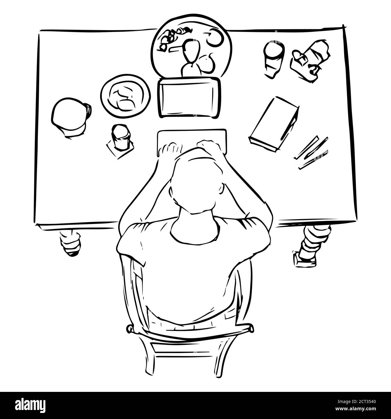 Sketch of an interior with table from hi-res stock photography and ...