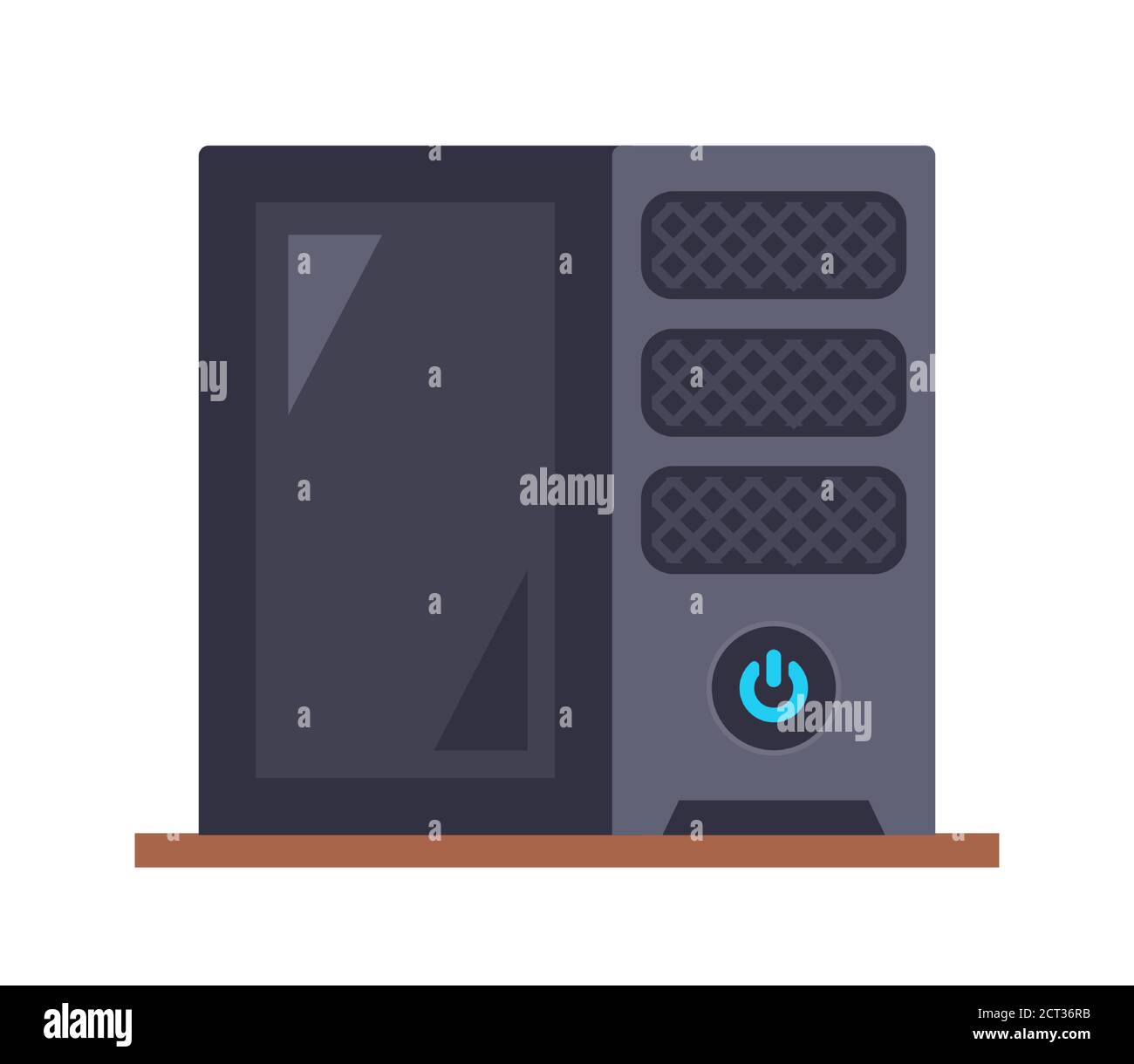 the system unit stands on the table on a white background. flat vector ...