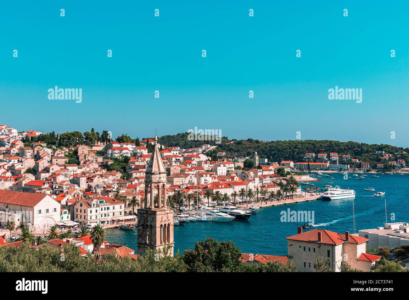 Aerial view of Hvar town on the island Adriatic sea, Croatia Stock ...