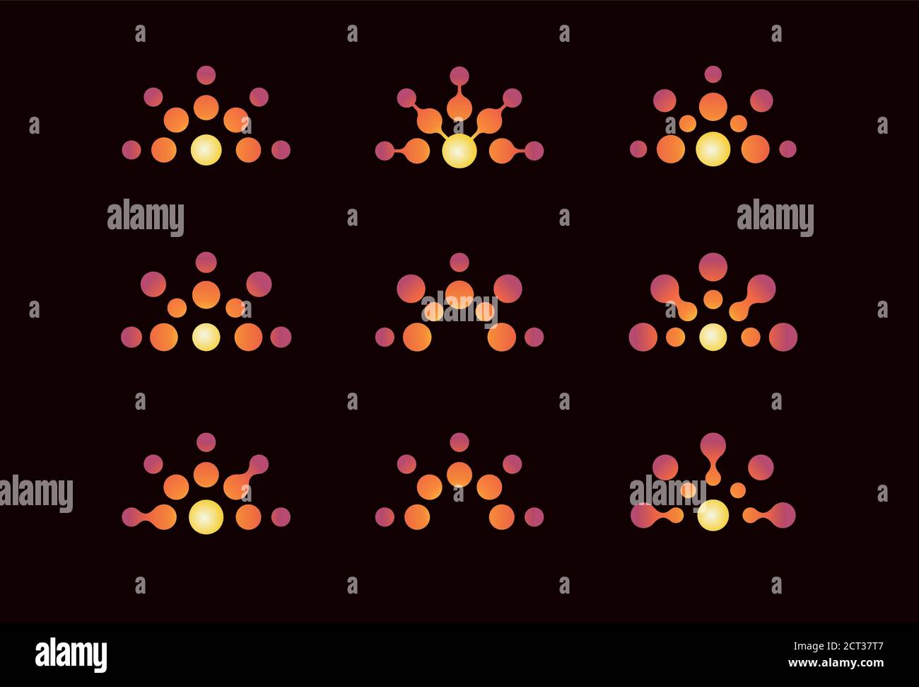 Set of logo concepts with stylized sun, consisting of dots like sun's ...