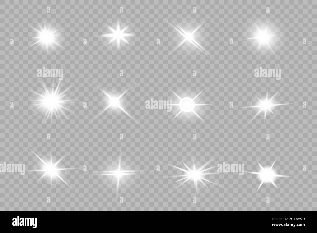 White glowing light explodes on a transparent background. Sparkling magical dust particles ...