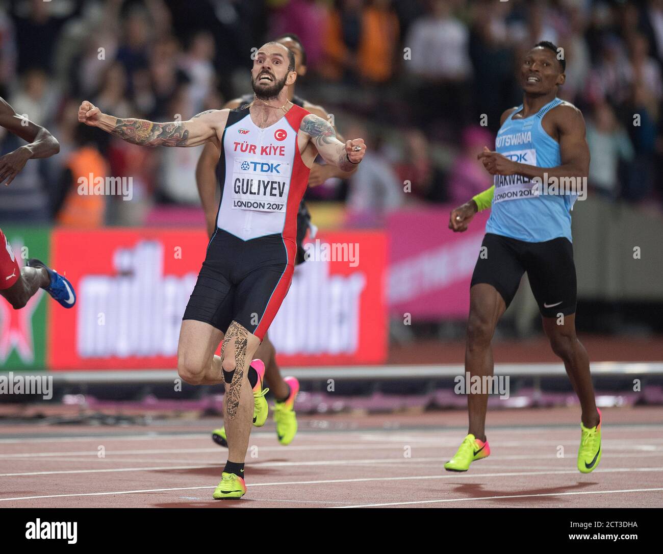 Ramil Guliyev celebrates winning the Mens 200m Final.World Athletics ...
