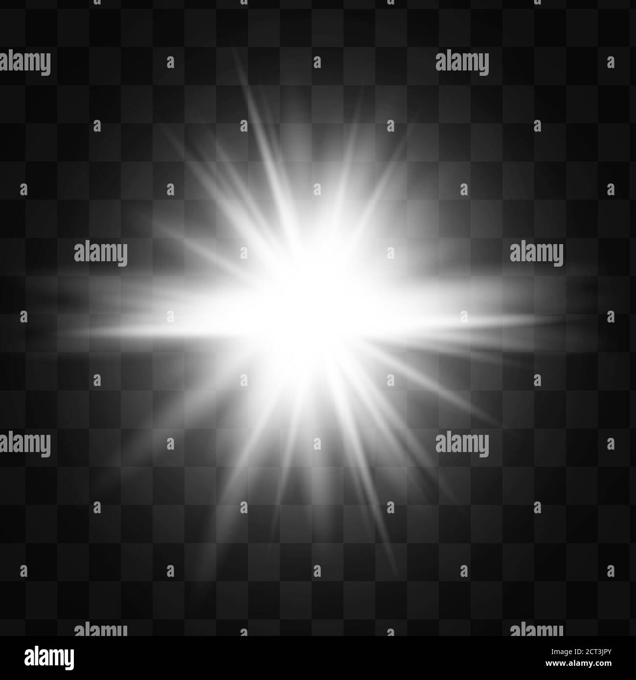 glowing lights effects isolated on black background. Sun flash with ...