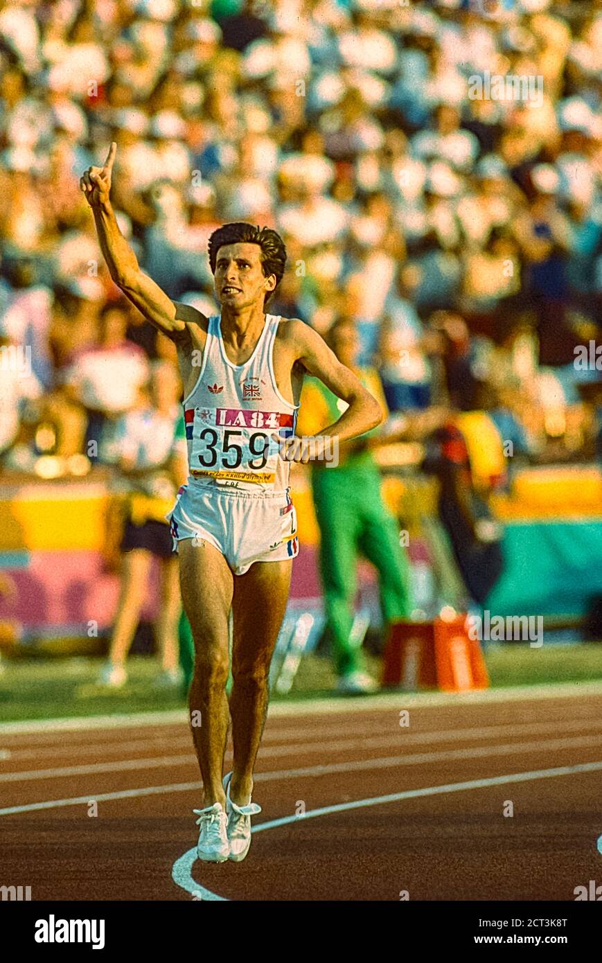 Seb Coe (GBR) wins the 1500m at the 1984 Olympic Summer Games Stock ...