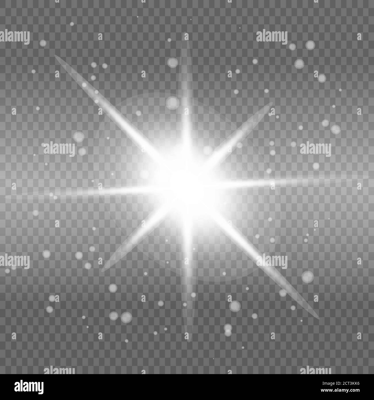 White glowing light explodes on a transparent background. Sparkling magical dust particles ...
