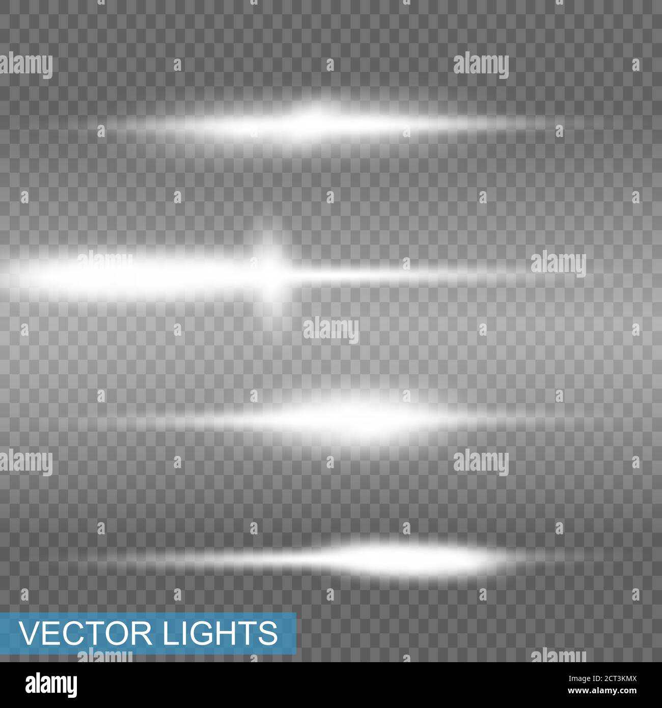 Set of glowing lights effects isolated on background. Sun flash with ...