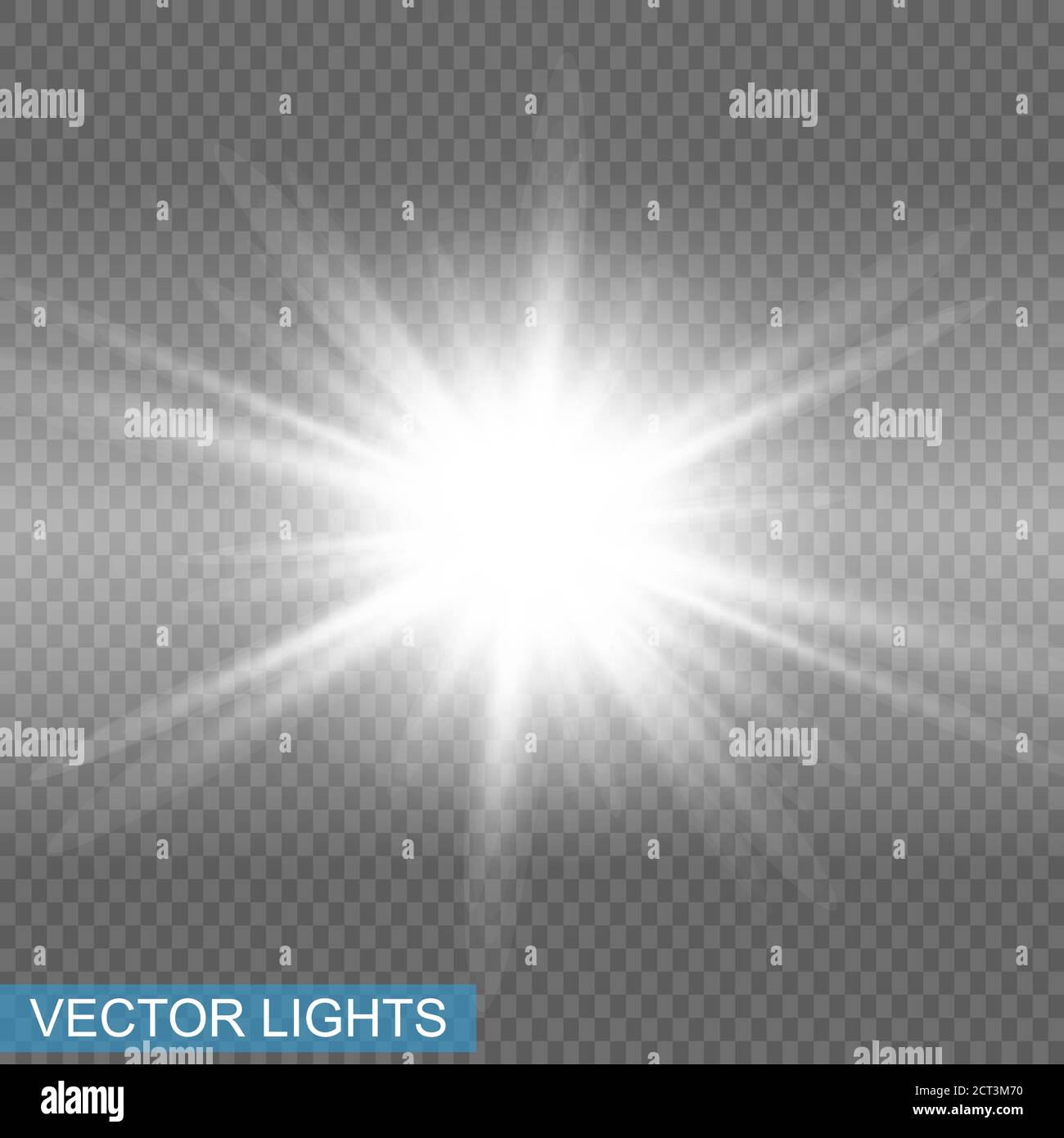 White glowing light explodes on a transparent background. Sparkling magical dust particles ...