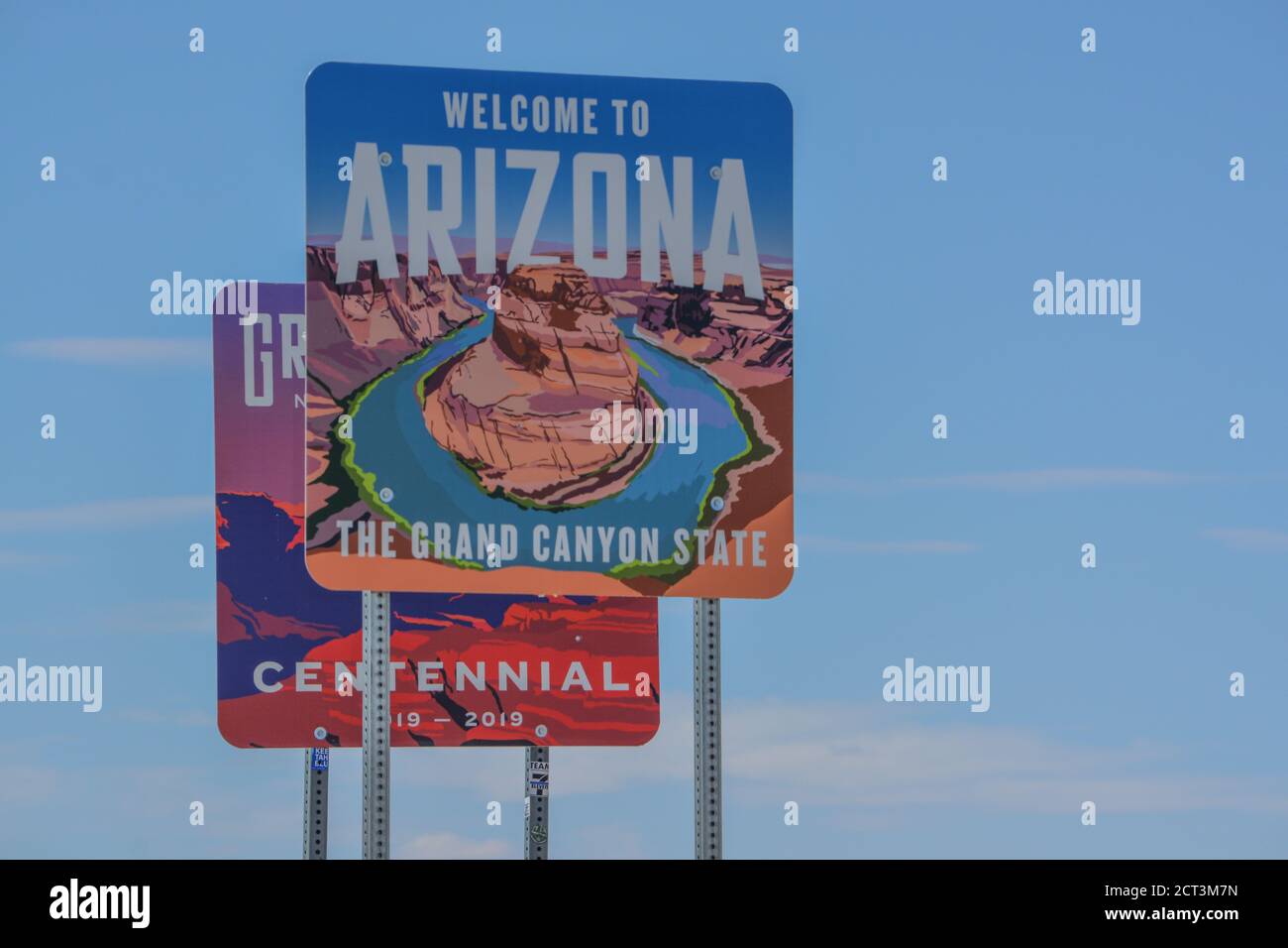 A sign for the Grand Canyon State line in Northern Arizona Stock Photo ...