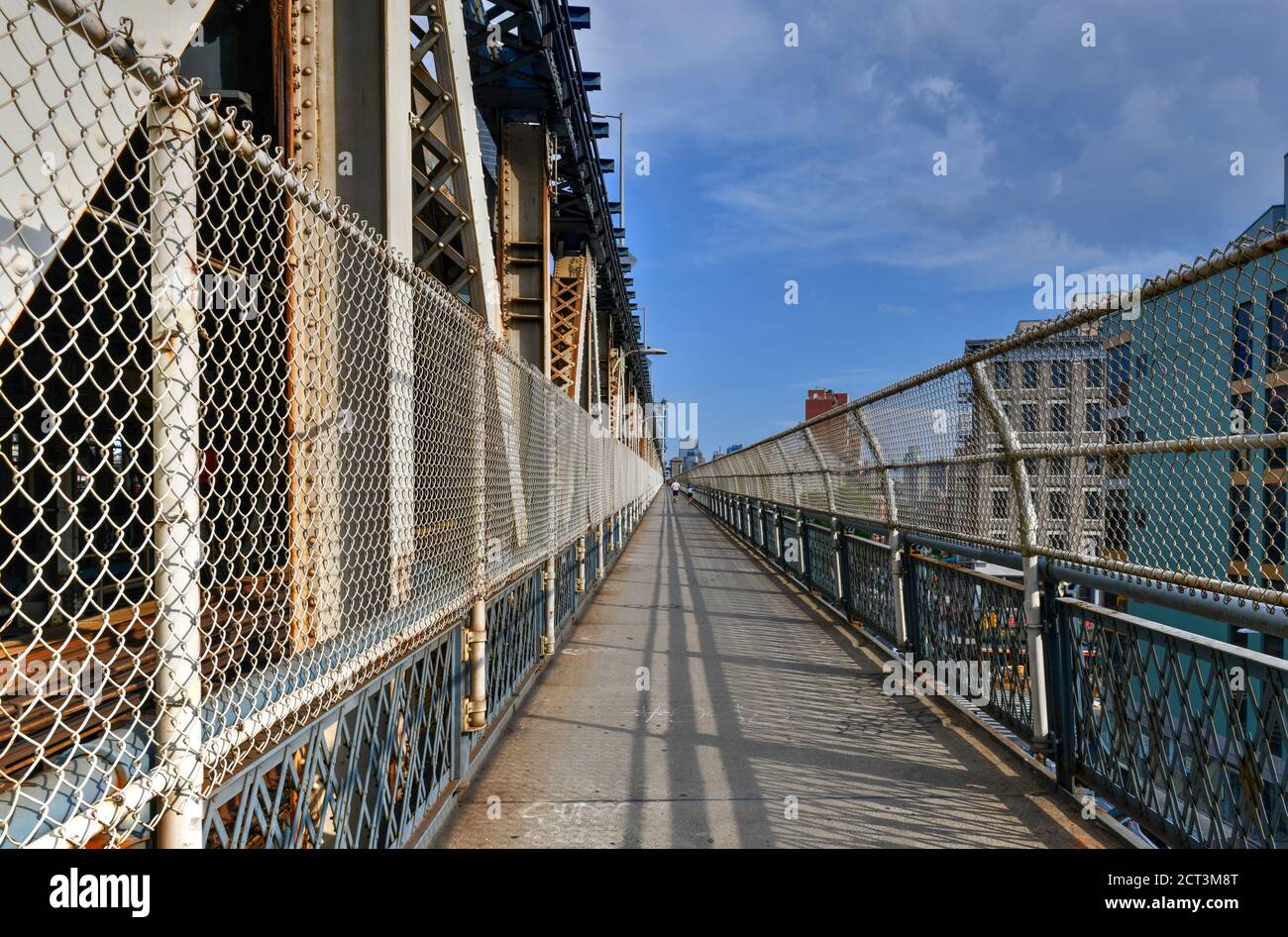 Pedestrian path along the Manhattan Bridge in New York City Stock Photo ...
