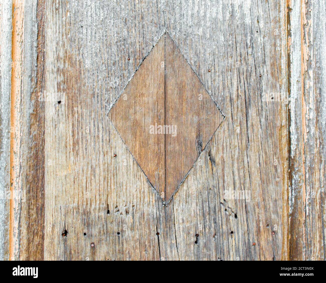 background texture-close up of a rustic weathered wooden door with a ...