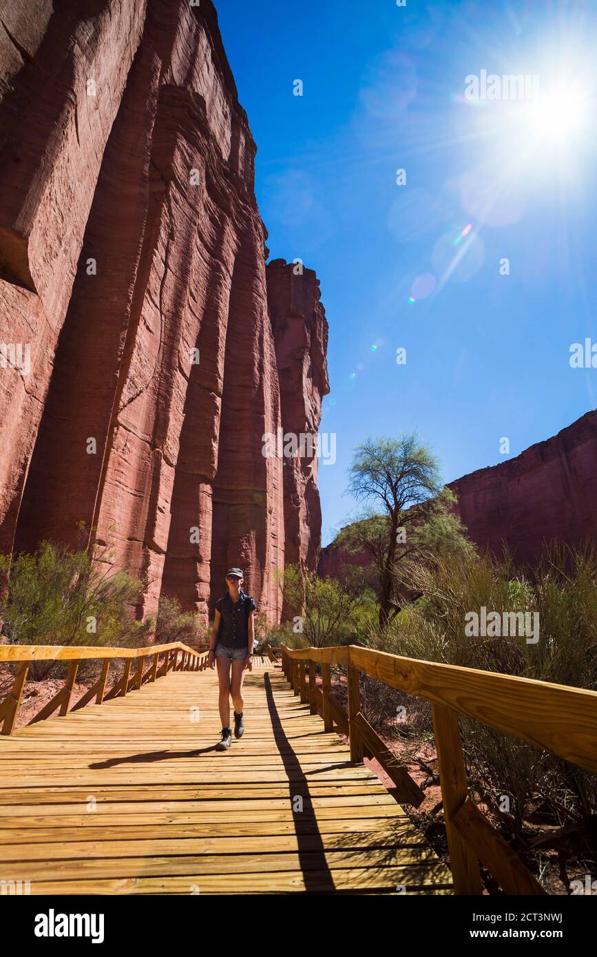 Tourist at Talampaya Gorge, Talampaya National Park (Parque Nacional de ...