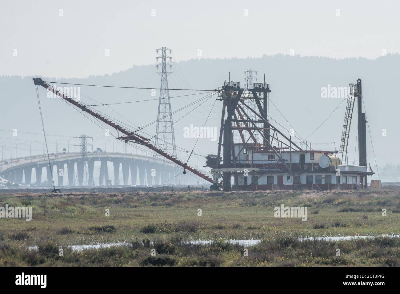 The Mallard II dredge owned by the Cargill salt company works to ...