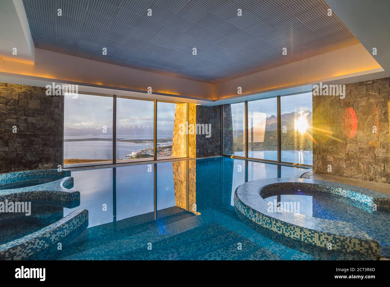 Indoor swimming pool with amazing view of Andes Mountains, Ushuaia ...