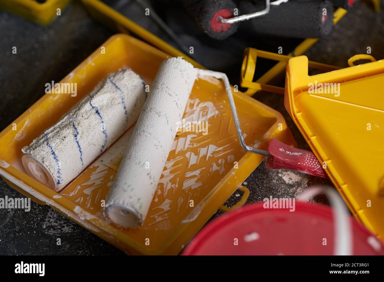construction repair tools paint rollers work Stock Photo - Alamy