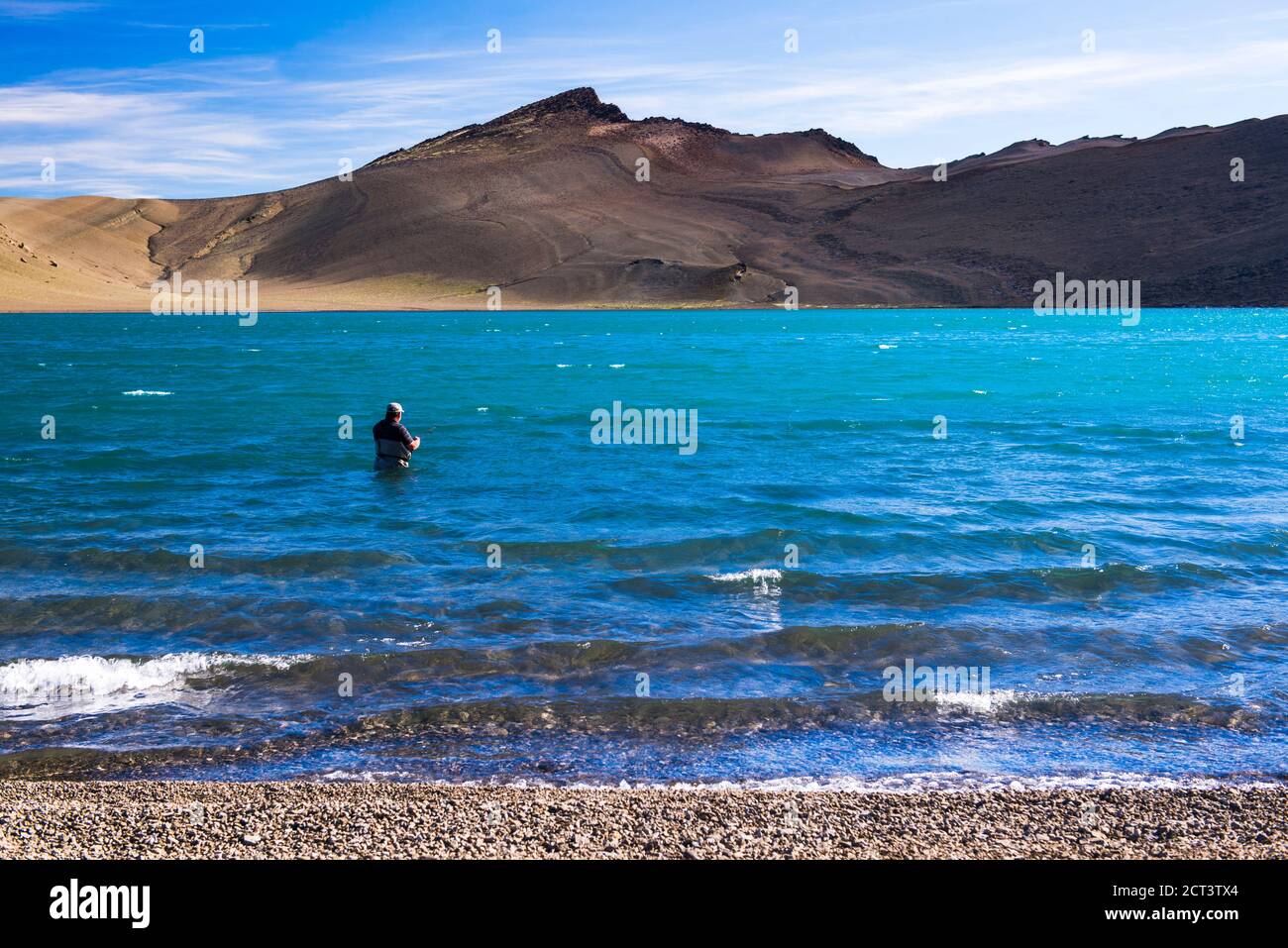 Fly fishing in a high altitude lake in Perito Moreno National Park ...