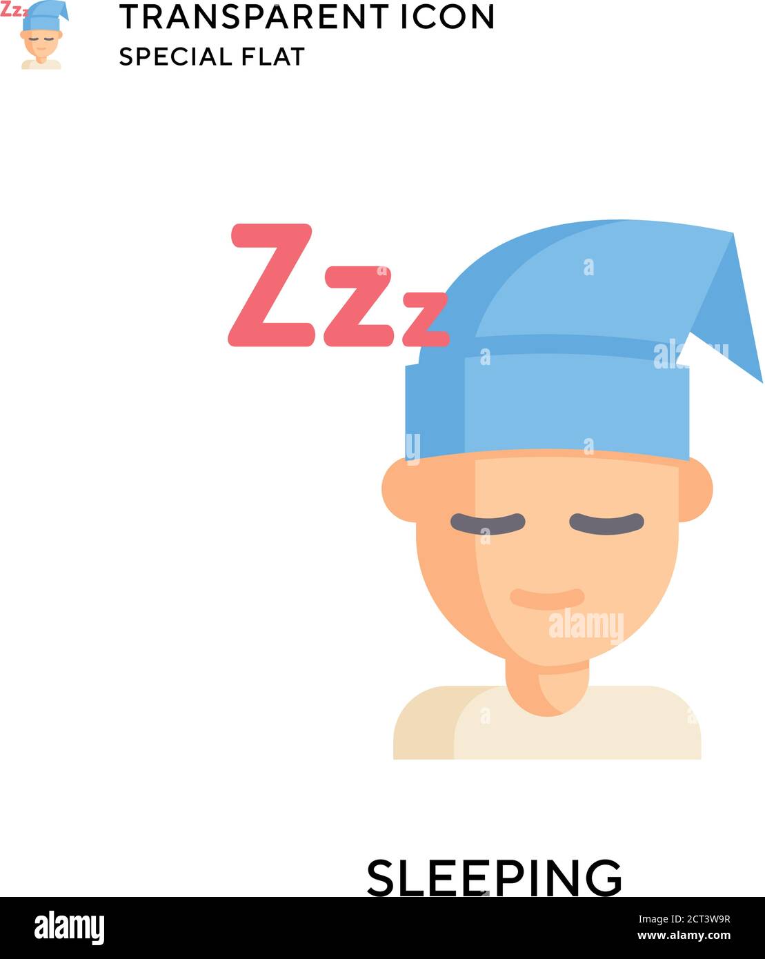 Sleeping vector icon. Flat style illustration. EPS 10 vector Stock ...