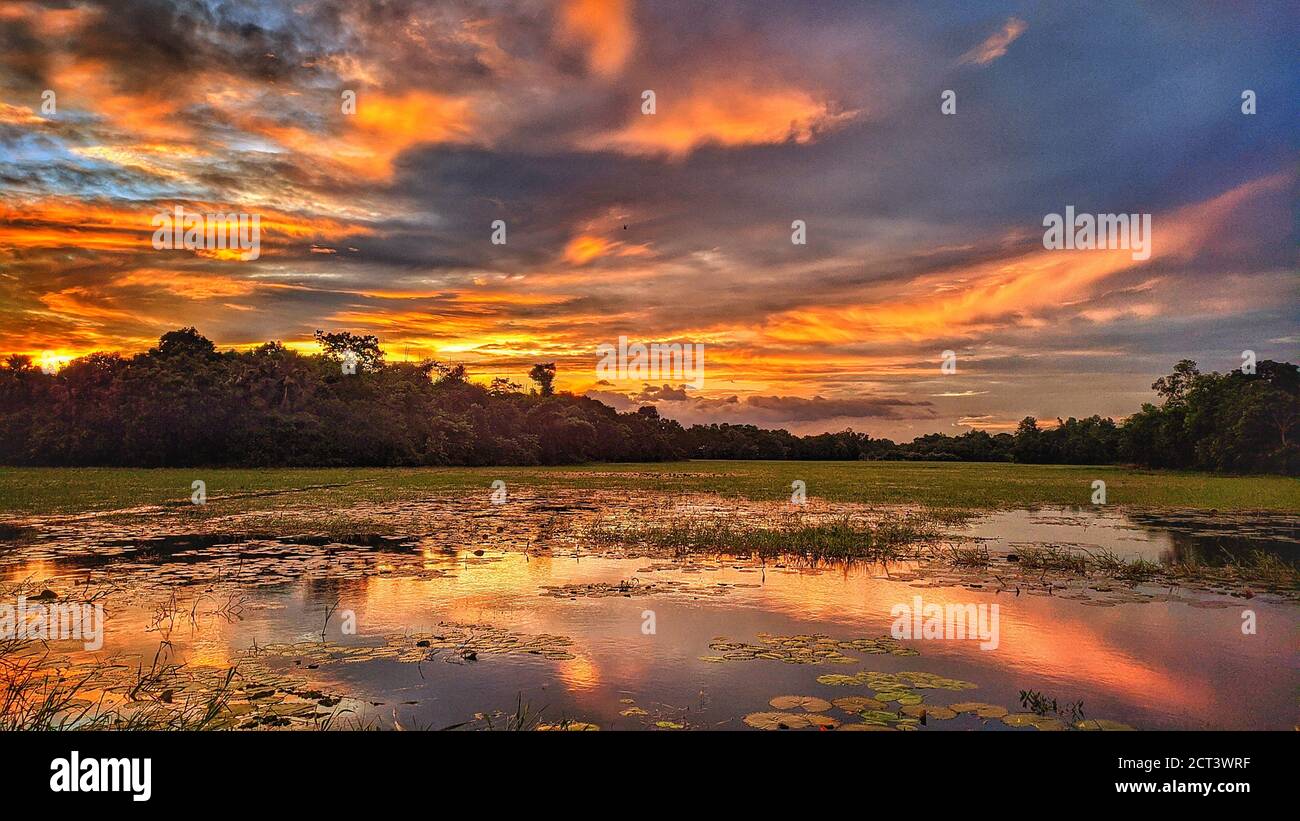 A beautiful sunset with water Reflection Stock Photo - Alamy