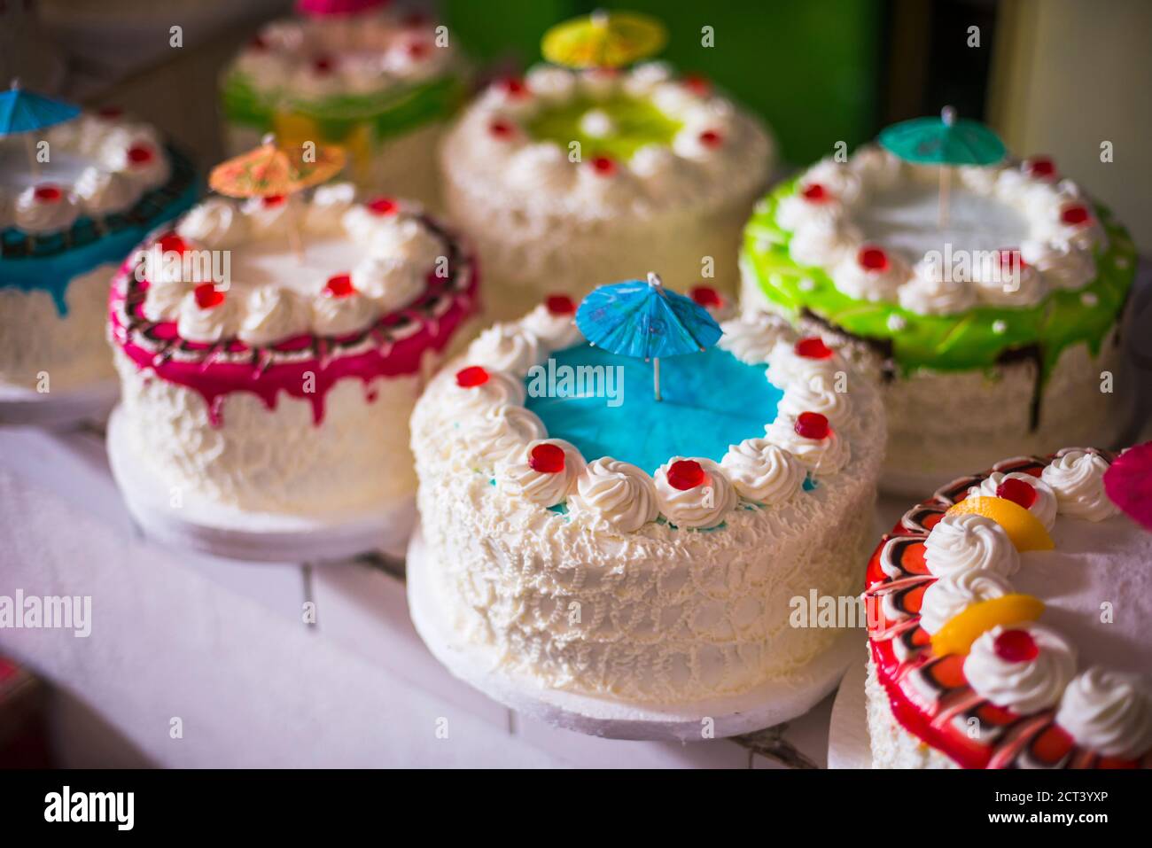 Cakes for sale at Campesino Market (Mercado Campesino), Sucre, Bolivia ...