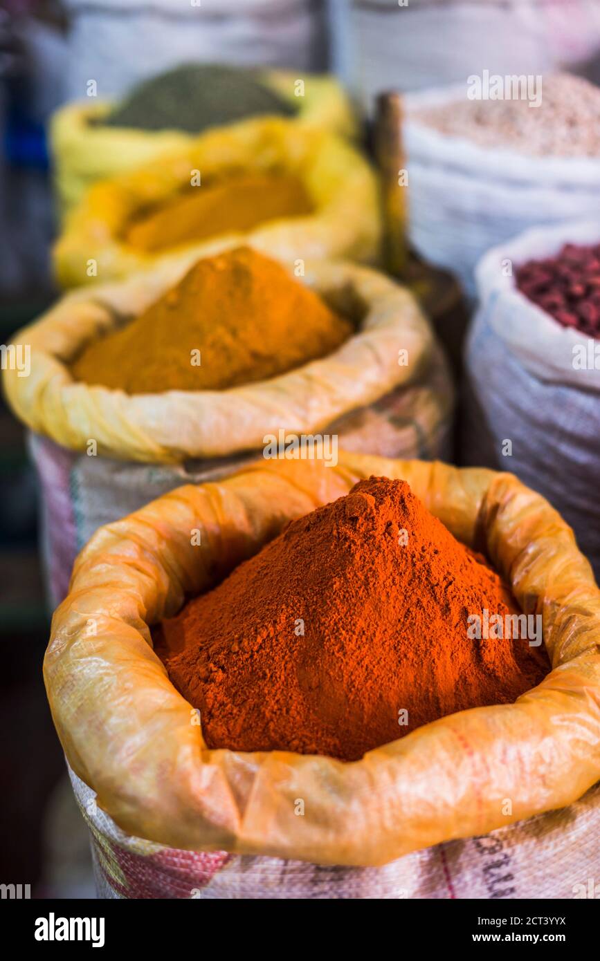 Spices and curry powder in Campesino Market (Mercado Campesino), Sucre ...