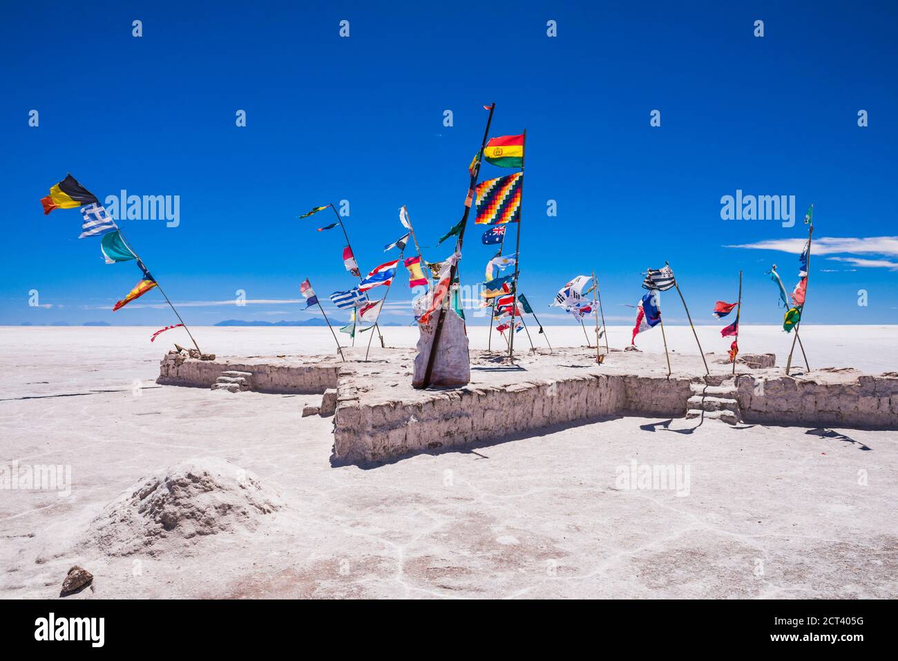 International flags at the Uyuni Salt Flats Hotel, Uyuni, Bolivia ...