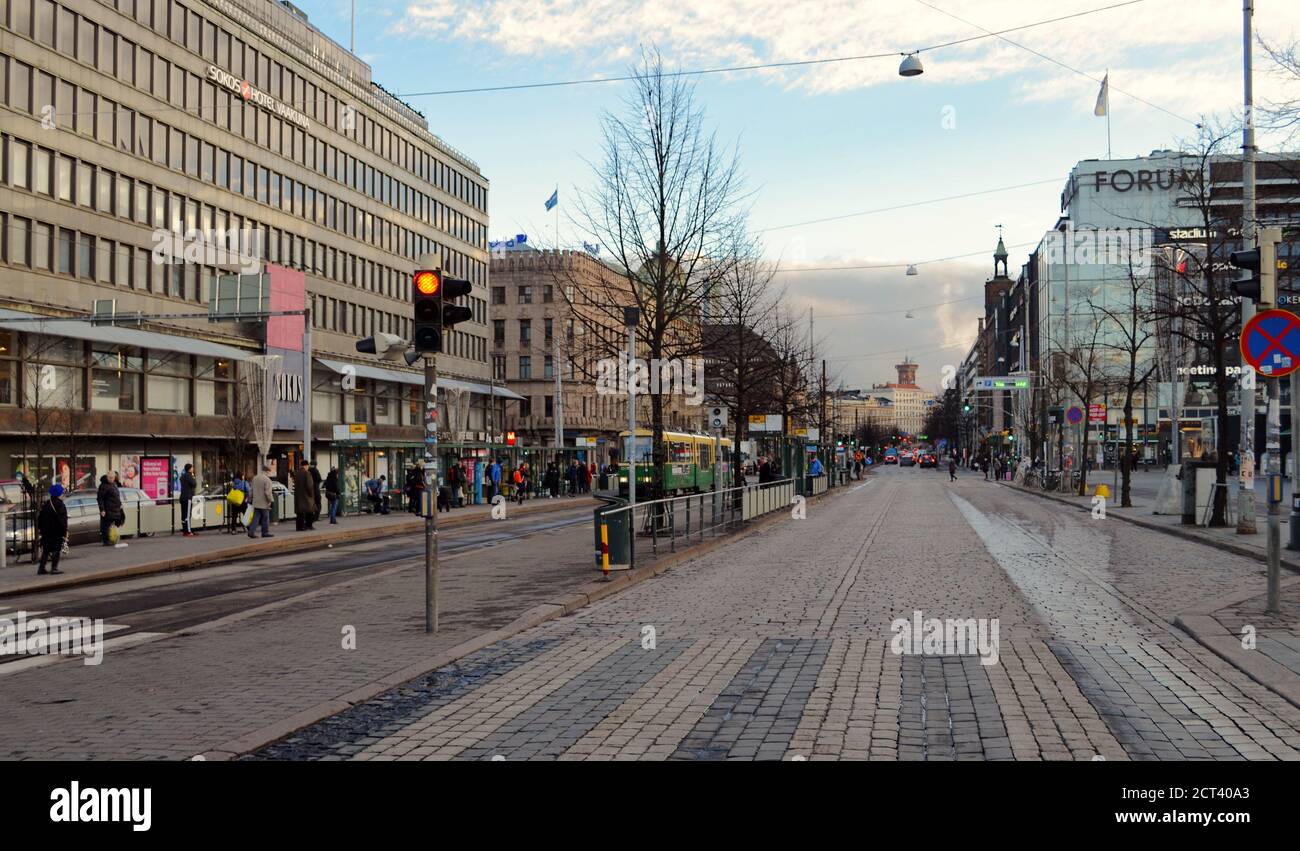 Finland - Helsinki Main Street Stock Photo - Alamy