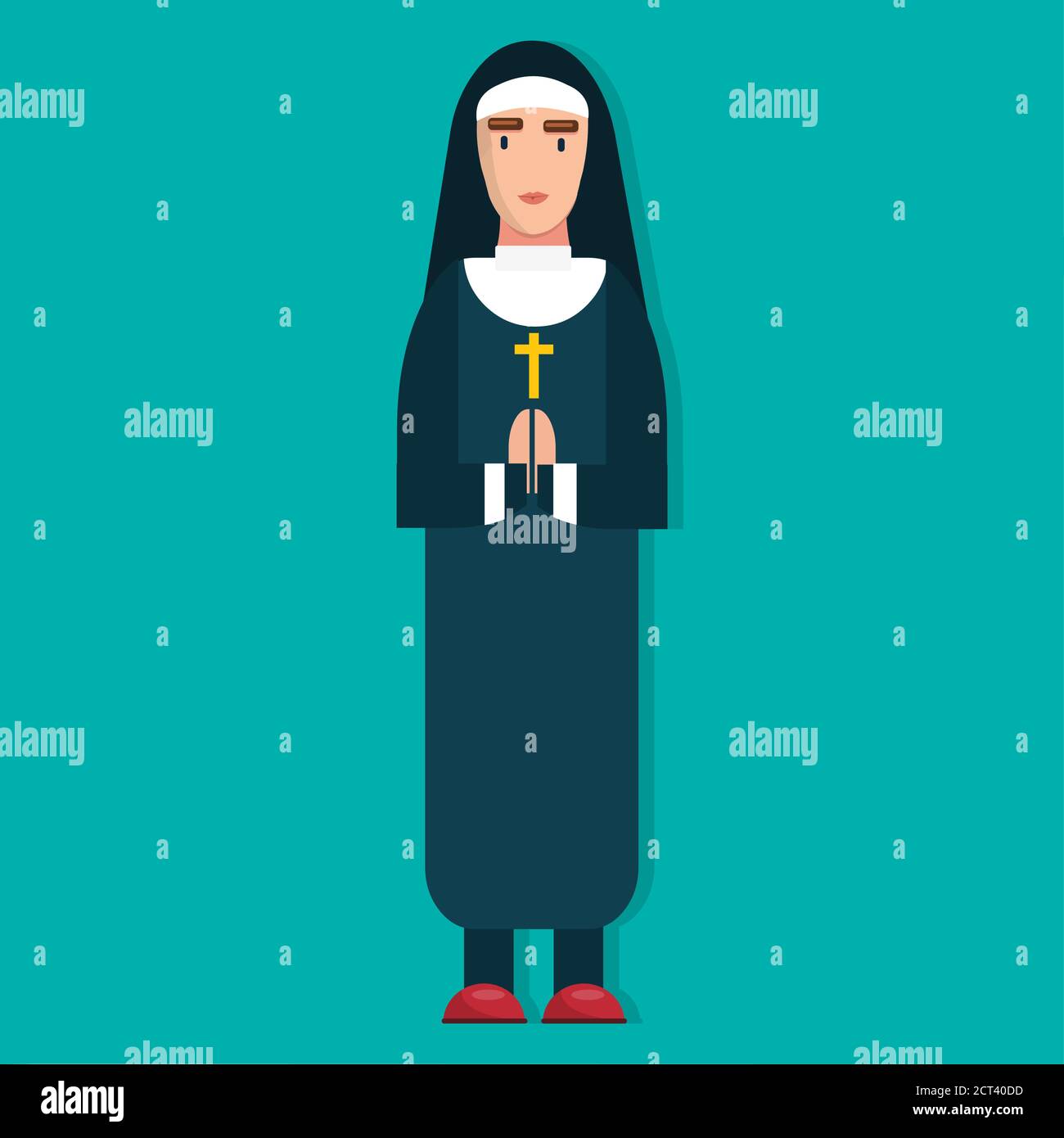 nun religious concept people vector illustration in flat style Stock ...
