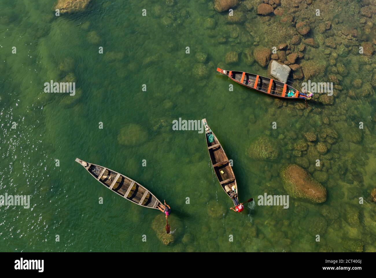 Crystal Clear water of Dawki River near India Bangladesh Border in ...