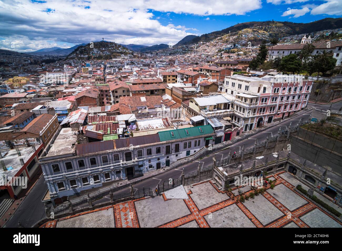 Panecillo Hill seen from La Basilica Church in the Historic Centre of ...