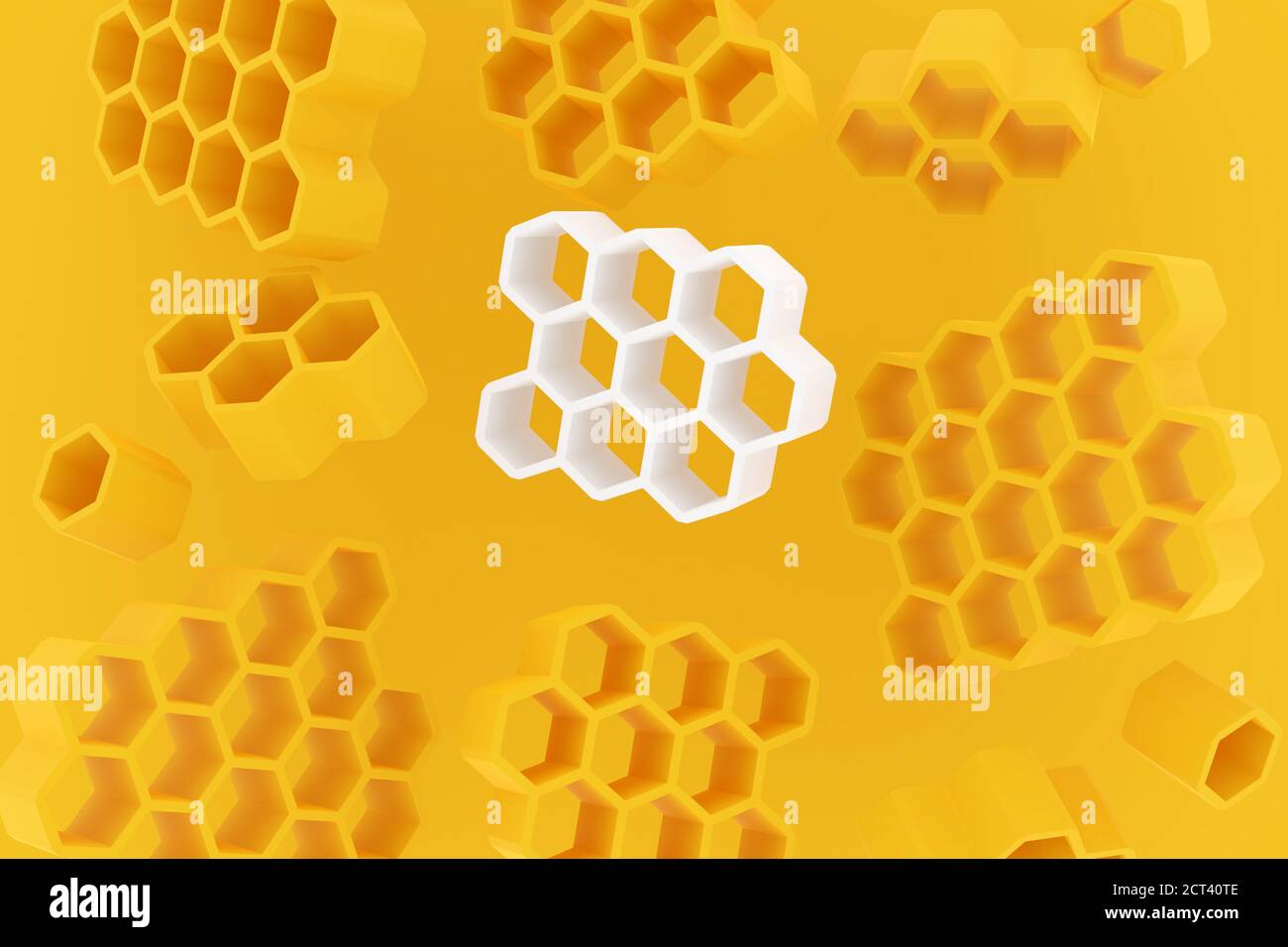 3d illustration of a white honeycomb monochrome honeycomb for honey ...