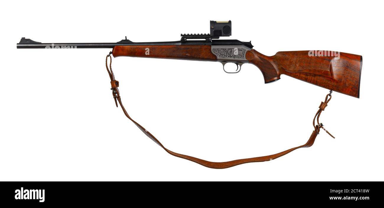 Modern hunting rifle isolated on white background Stock Photo - Alamy