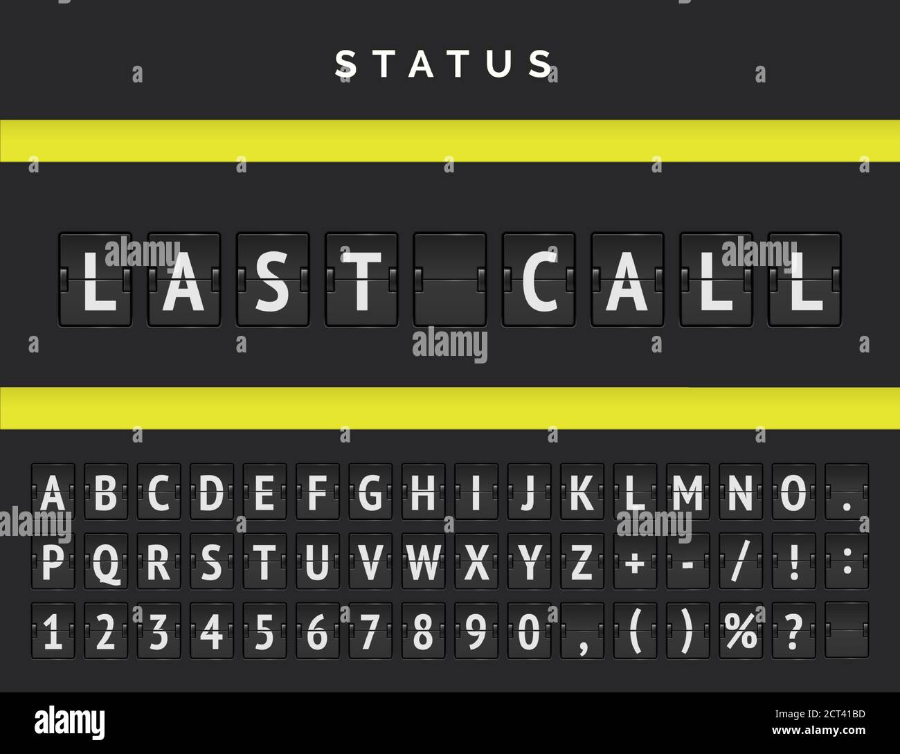 Airport terminal panel with flight status. Vector departure flip ...