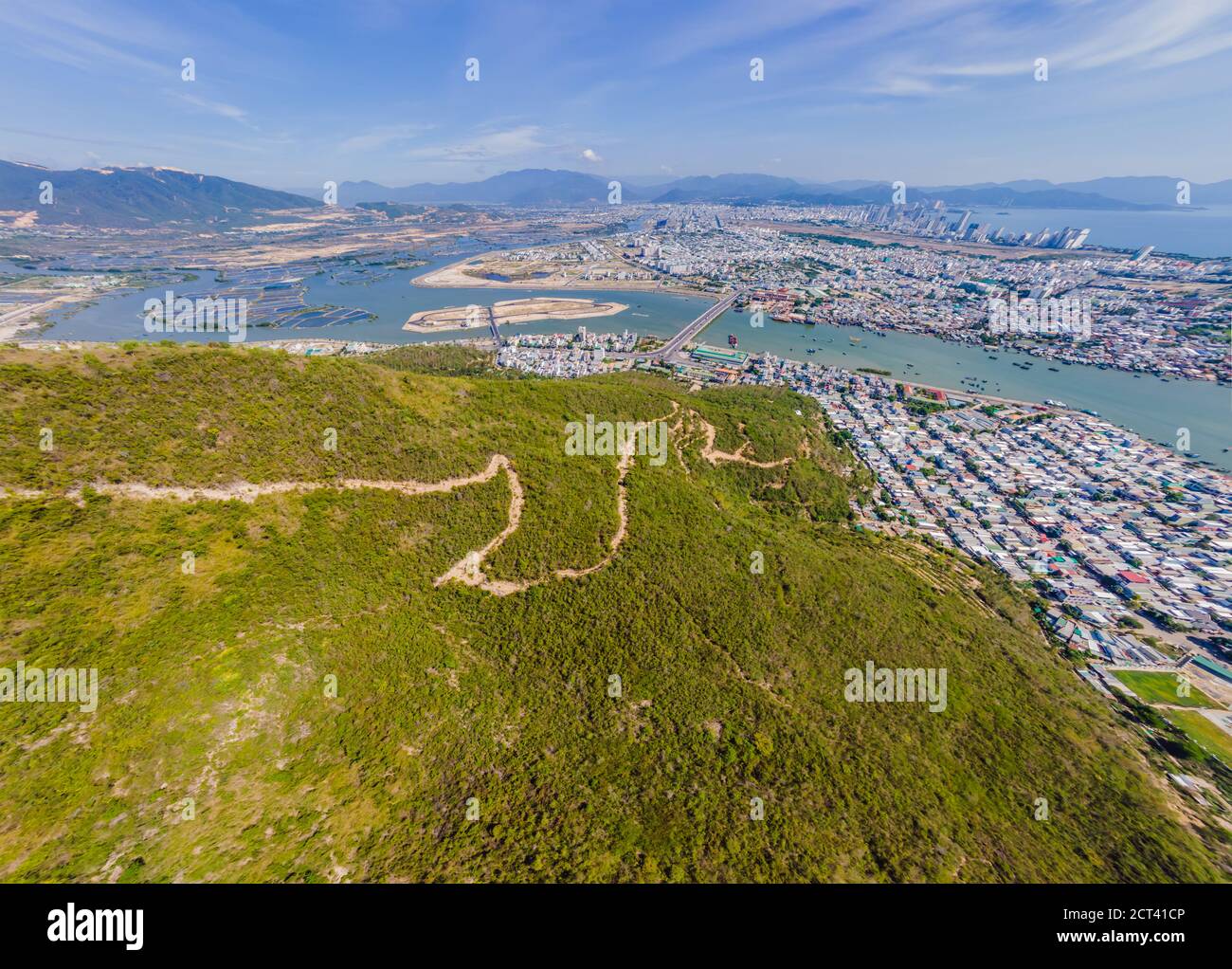 Hiking trail near the city. Aerial view from drone Stock Photo - Alamy