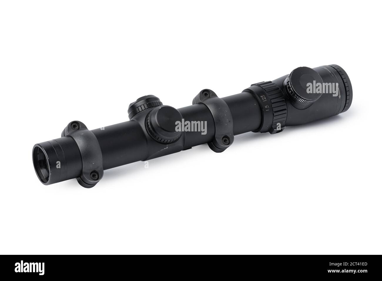 Black optical scope for weapon isolated on white Stock Photo - Alamy