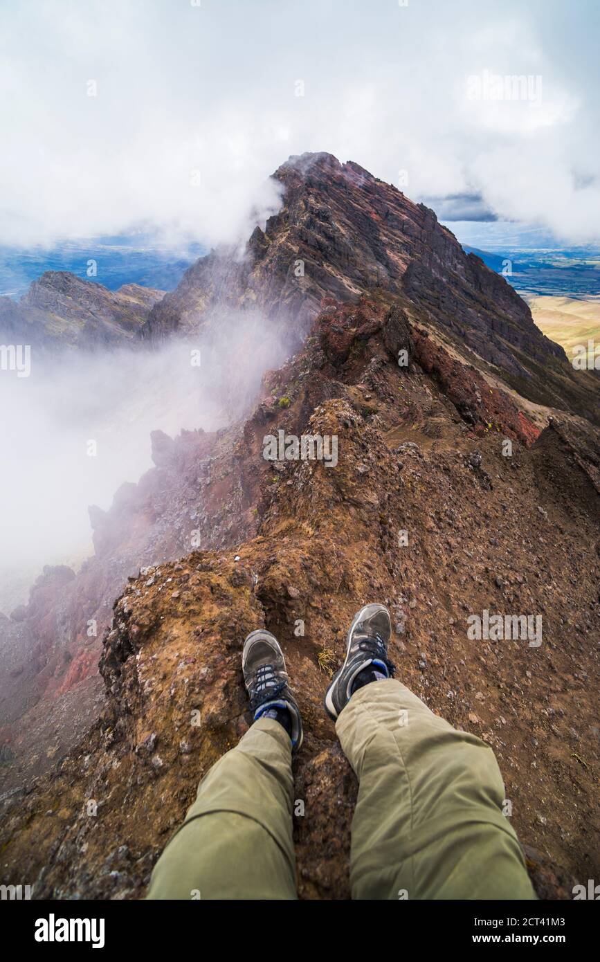 Climber on Ruminahui Volcano summit, Cotopaxi National Park, Avenue of ...