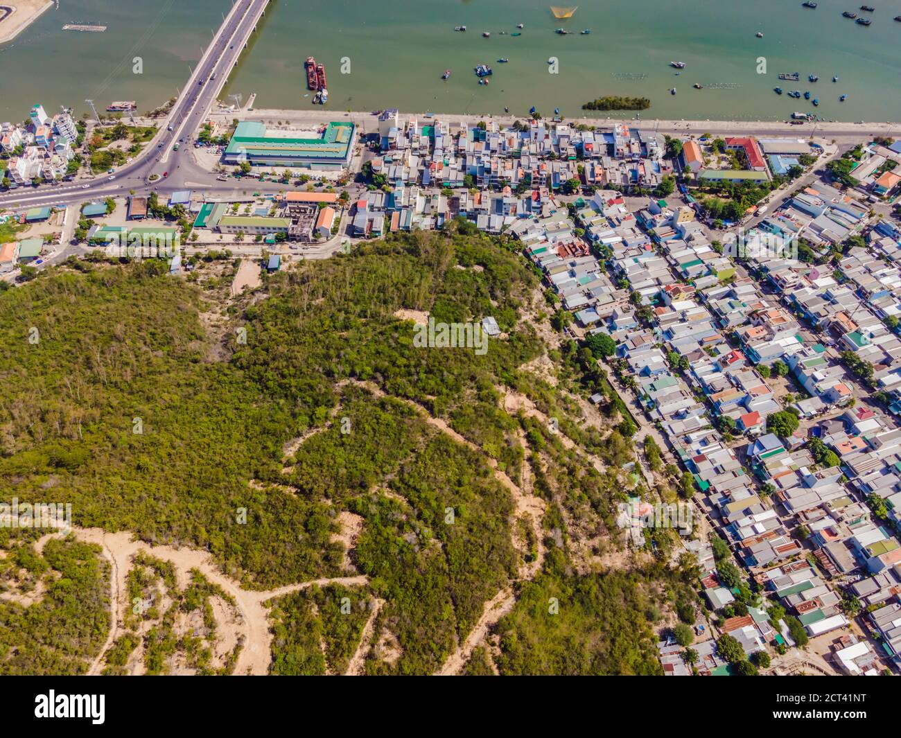 Hiking trail near the city. Aerial view from drone Stock Photo - Alamy