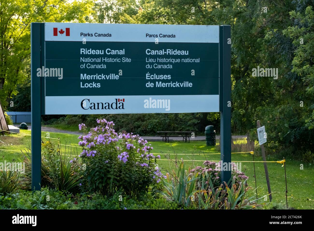 A green Parks Canada sign at the location of the Rideau Canal's ...