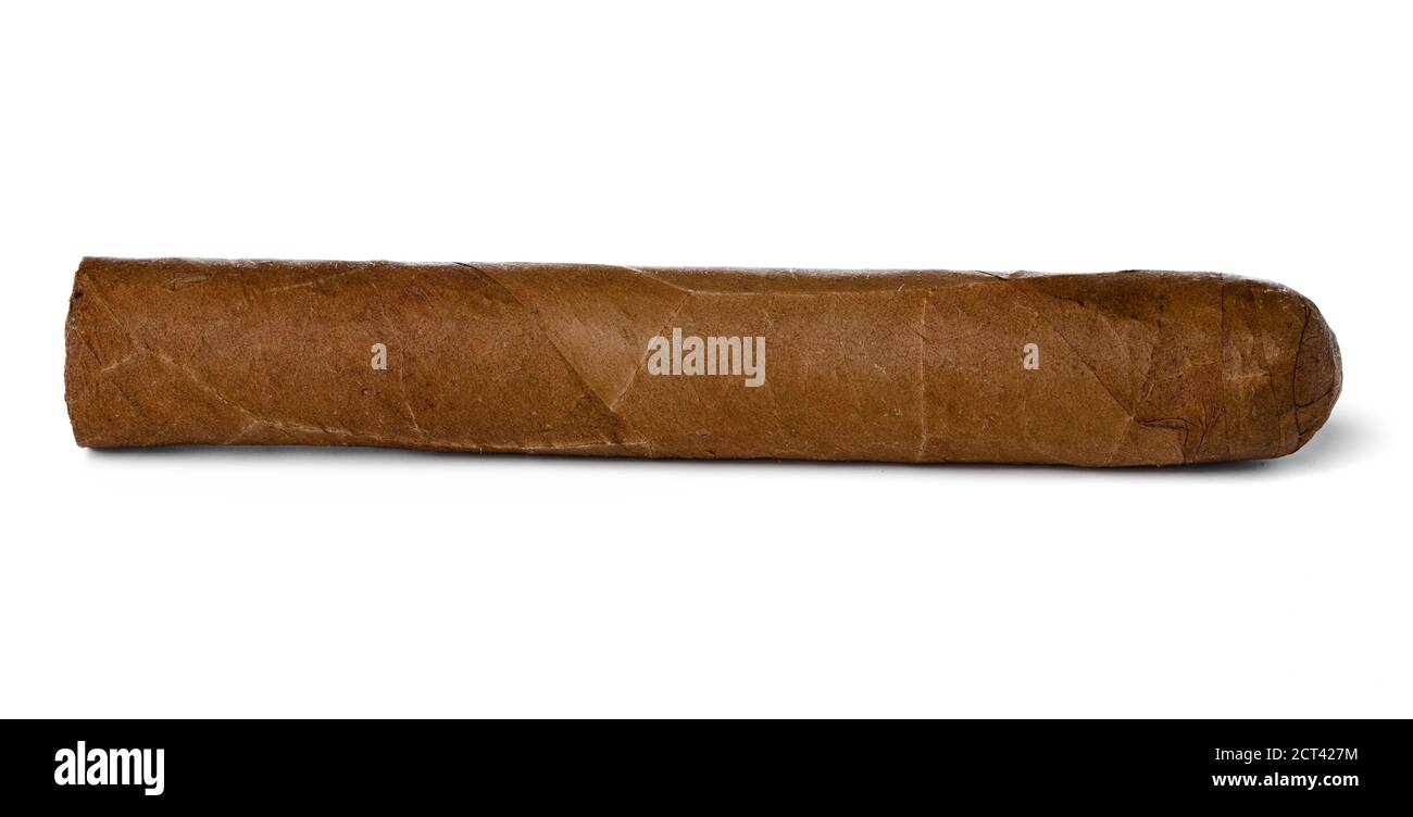One hand rolled cigar isolated on white Stock Photo - Alamy